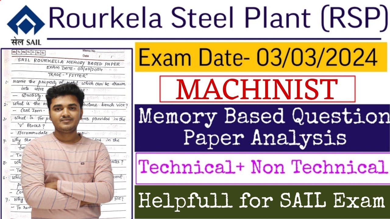 Sail Rourkela Machinist Question Paper 2024 | SAIL RSP Machinist ...