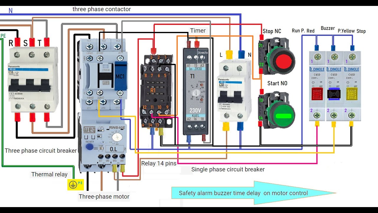 Safety alarm buzzer time delay on motor control - YouTube