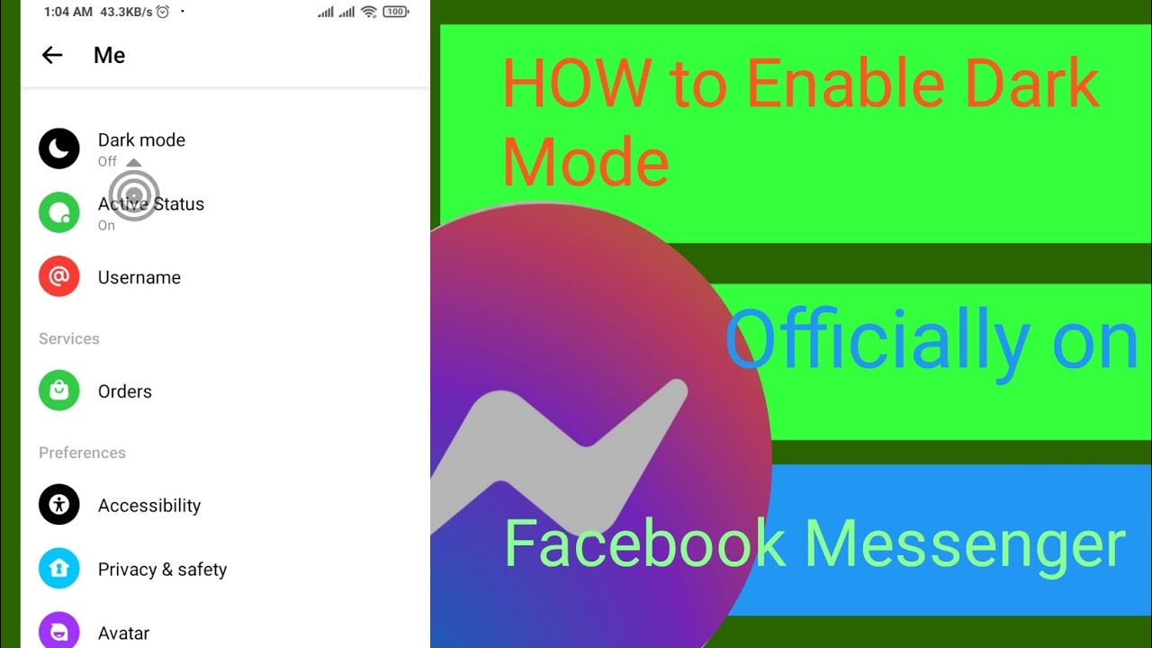 HOW to Enable Dark Mode Officially on Facebook Messenger!!! - YouTube