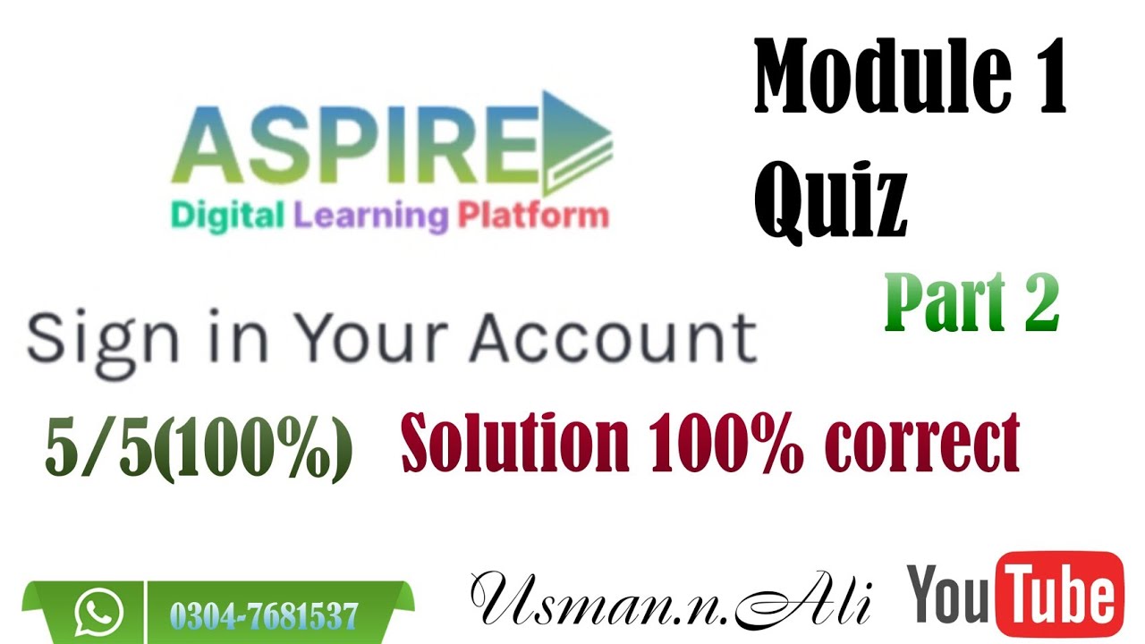 Aspire Digital Learning Platform training Module 1 Quiz|part 2 ADLP ...