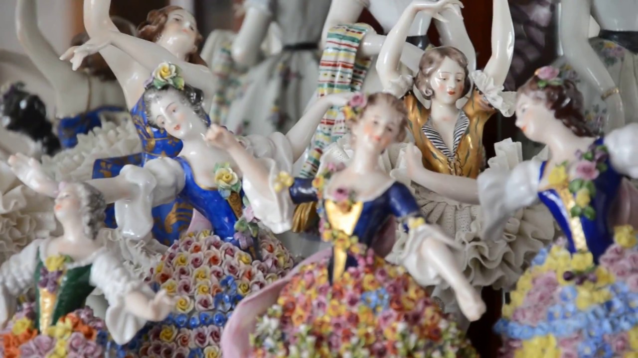 Porcelain German figurines of dancers and ballerinas - YouTube