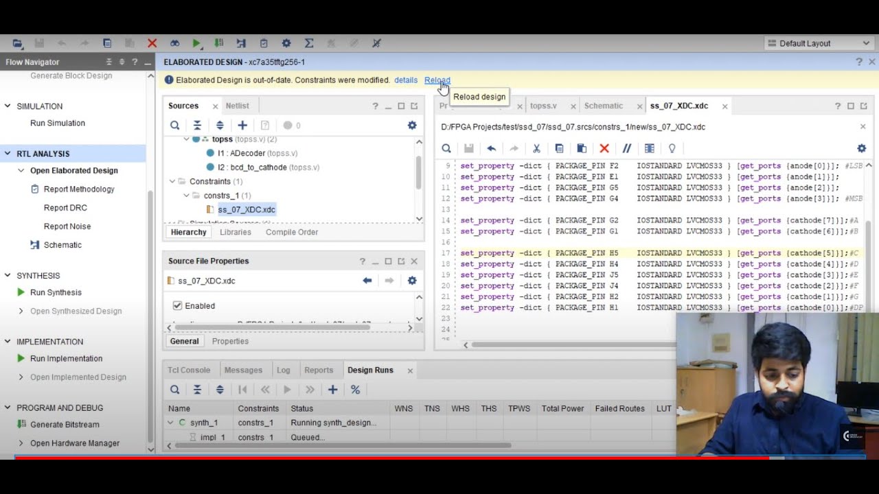 Demonstration of EDGE Artix 7 FPGA Development Board-Seven segment ...