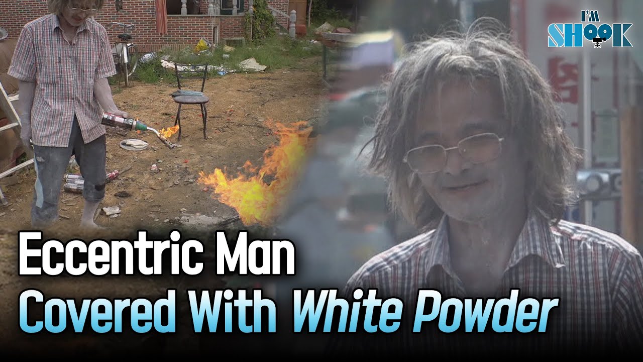 A Mysterious Man Covered in White Powder Who Burns Himself With a Torch ...