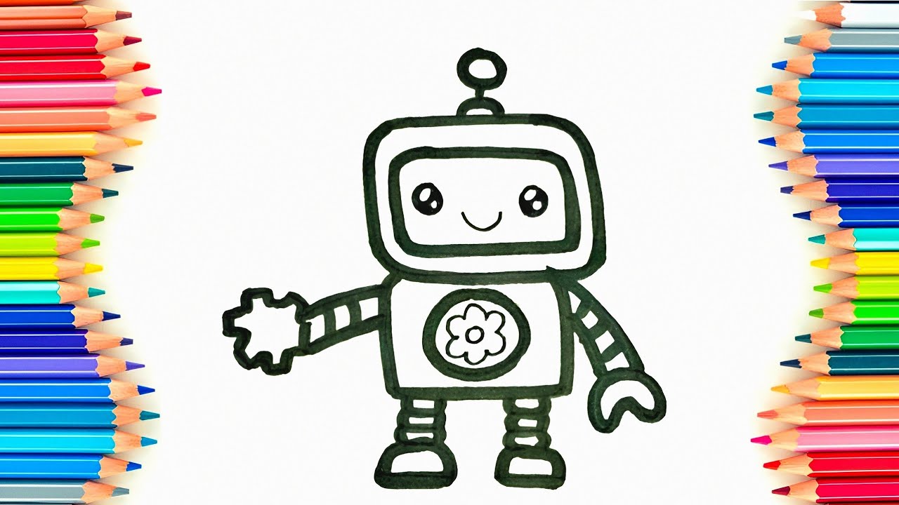 How to Draw a Cute Robot: Fun for Children and Beginners - YouTube