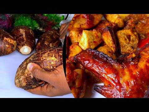 Coco yam and taro plant recipe/ turkey wings - YouTube