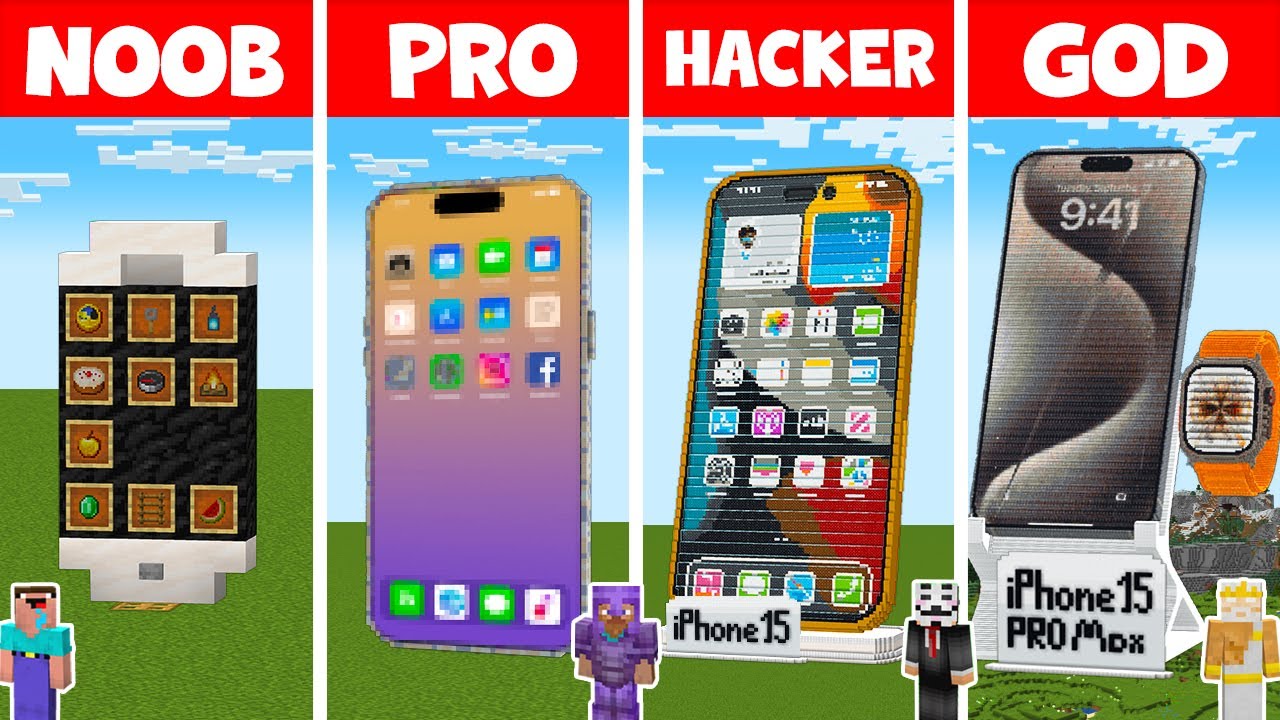 Minecraft WORKING IPHONE 15 PRO MAX : NOOB vs PRO vs HACKER vs GOD ...
