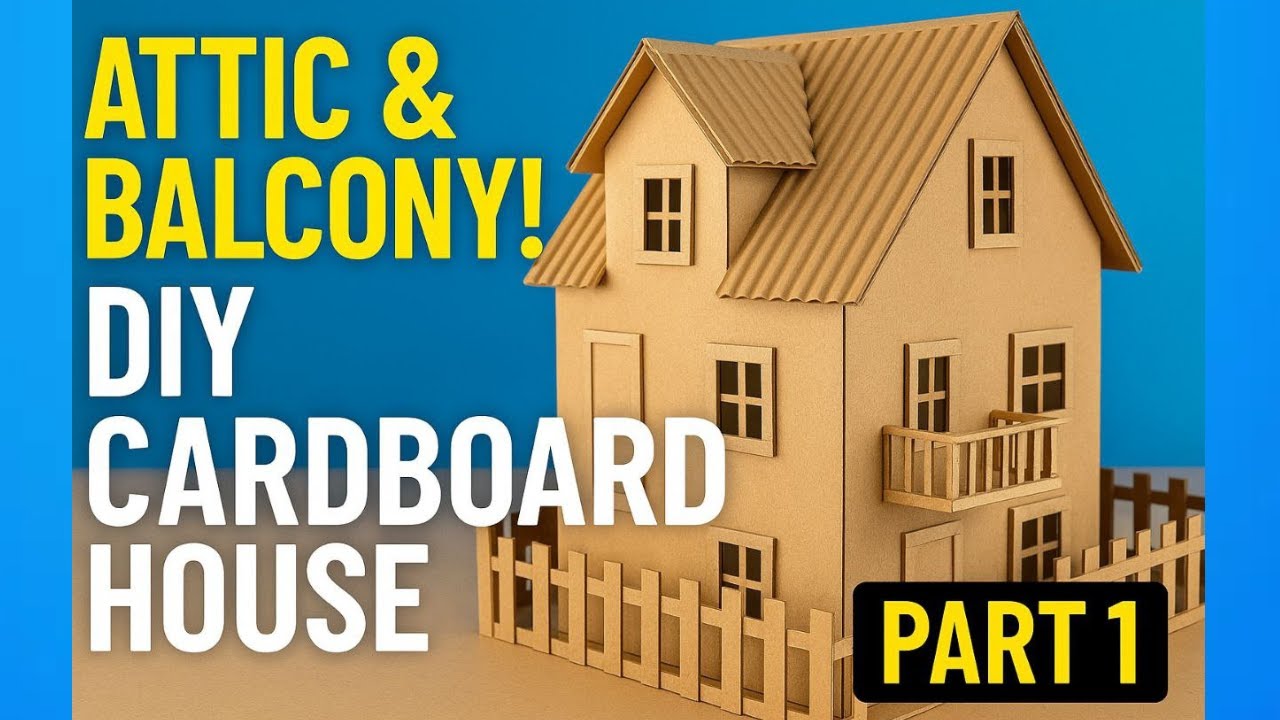 DIY Cardboard House with Attic and Balcony – Part 1 (Step-by-Step ...