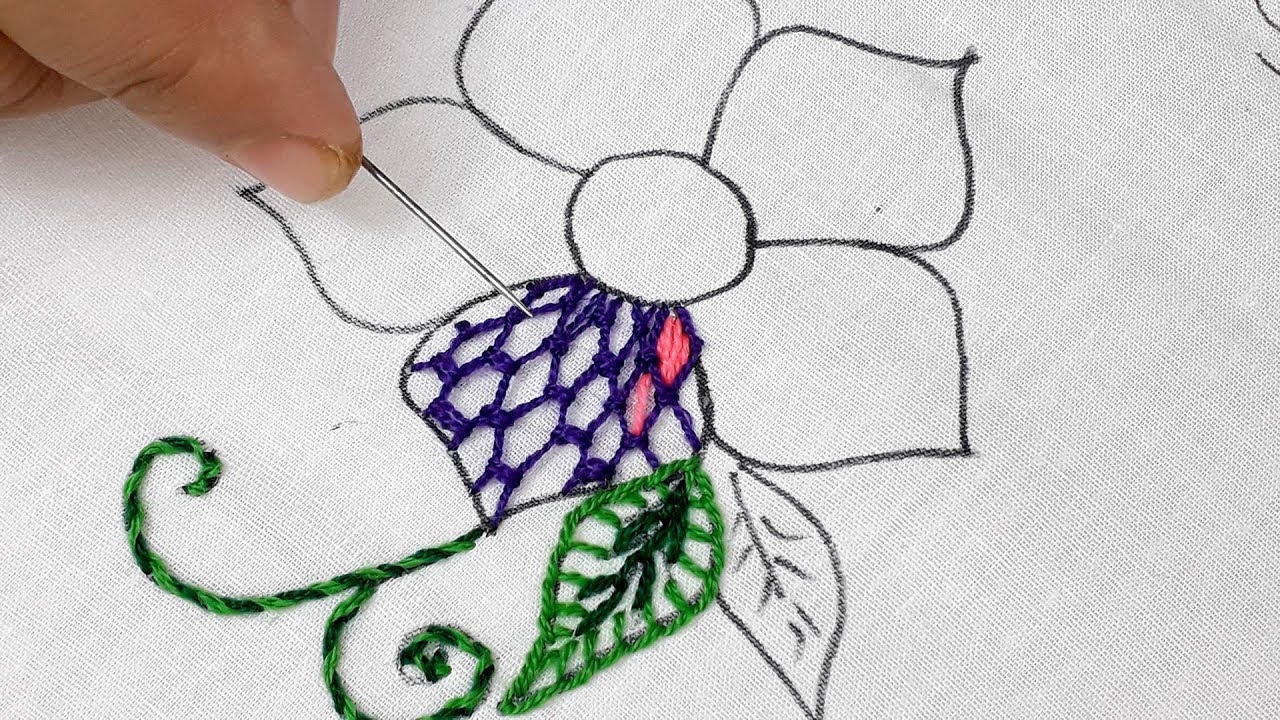Fantasy Flower Stitch, Flower Embroidery Tutorial For Beginner, Hand ...