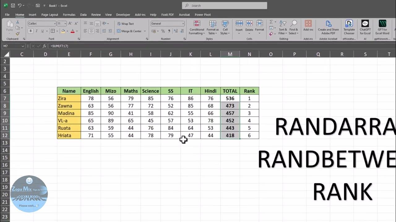 RANDARRAY, RANDBETWEEN and RANK function in Ms Excel - YouTube