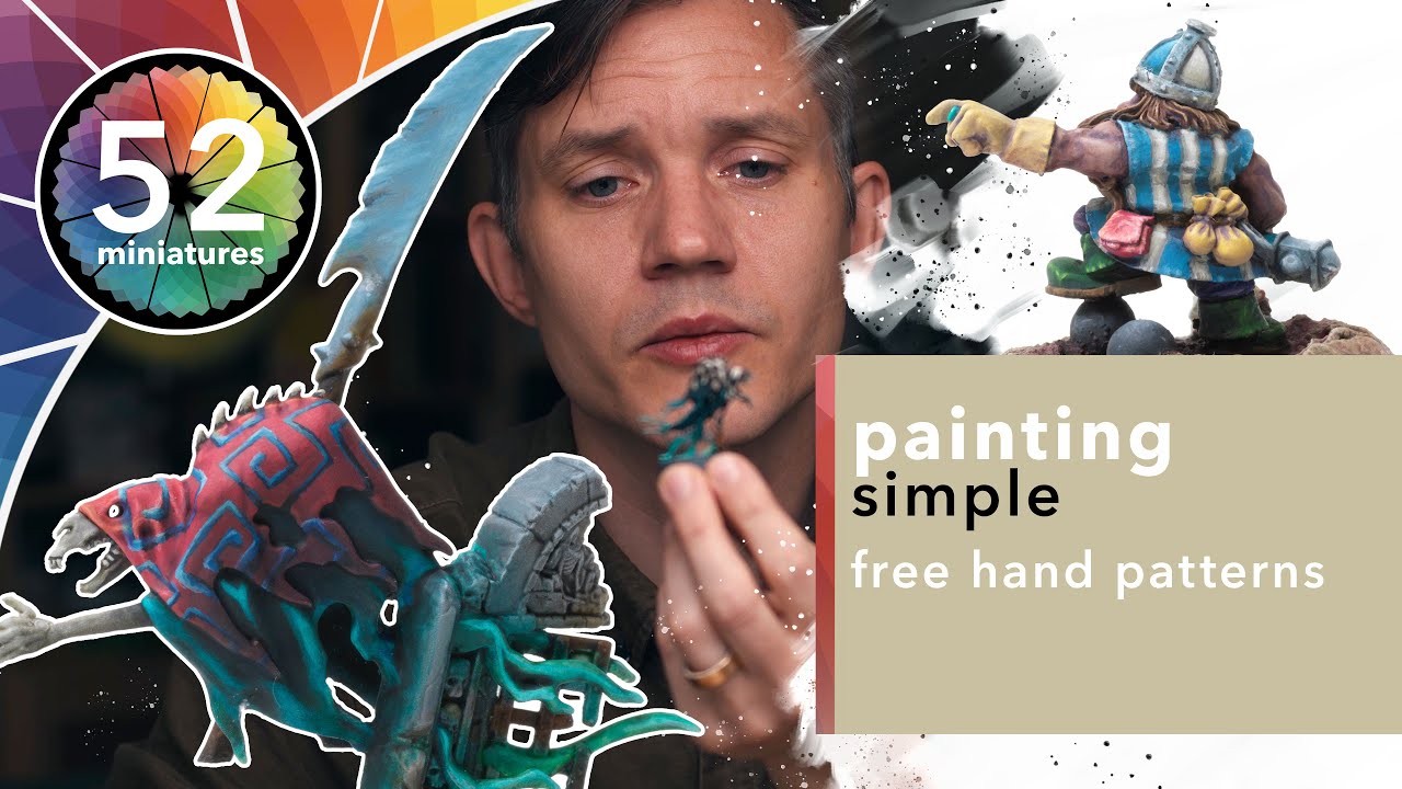 Paint simple free hand patterns - personalise your miniature - YouTube