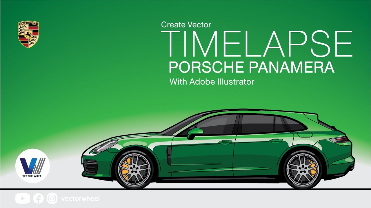 PORSCHE PANAMERA/TIMELAPSE Create Vector with Adobe Illustrator - YouTube