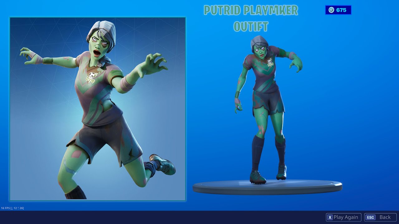 FORTNITE *PUTRID PLAYMAKER* (ZOMBIE SOCCER SKINS) SKIN SHOWCASE ...