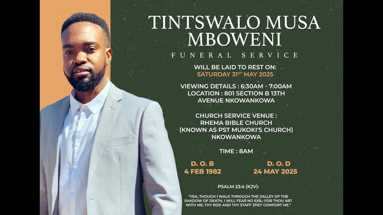 FUNERAL SERVICE OF TINTSWALO MUSA MBOWENI - YouTube