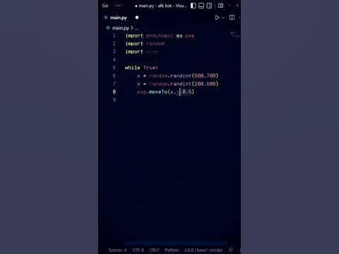 mouse moving bot in python#python #coding #pythonprogramming - YouTube