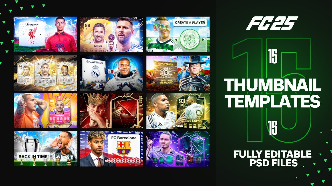 EAFC 25 GFX PACK | 15 THUMBNAILS TEMPLATES - FULLY EDITABLE - YouTube