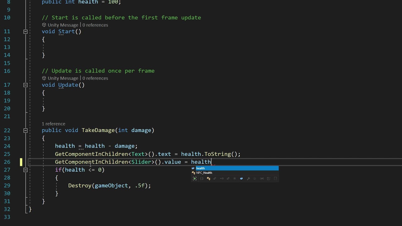 Week 3 - Step 12 NPC Health Update Health Bar - YouTube