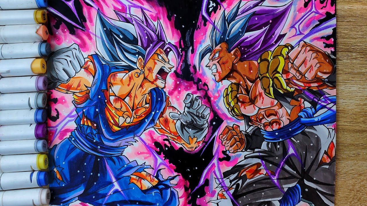 Drawing ULTRA Vegito vs ULTRA Gogeta Epic fight scene🔥[ Dragonball ...