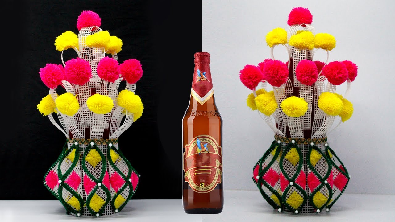 Make Easy Beer Bottle Guldasta | Make Bottle Guldasta from Plastic Net ...