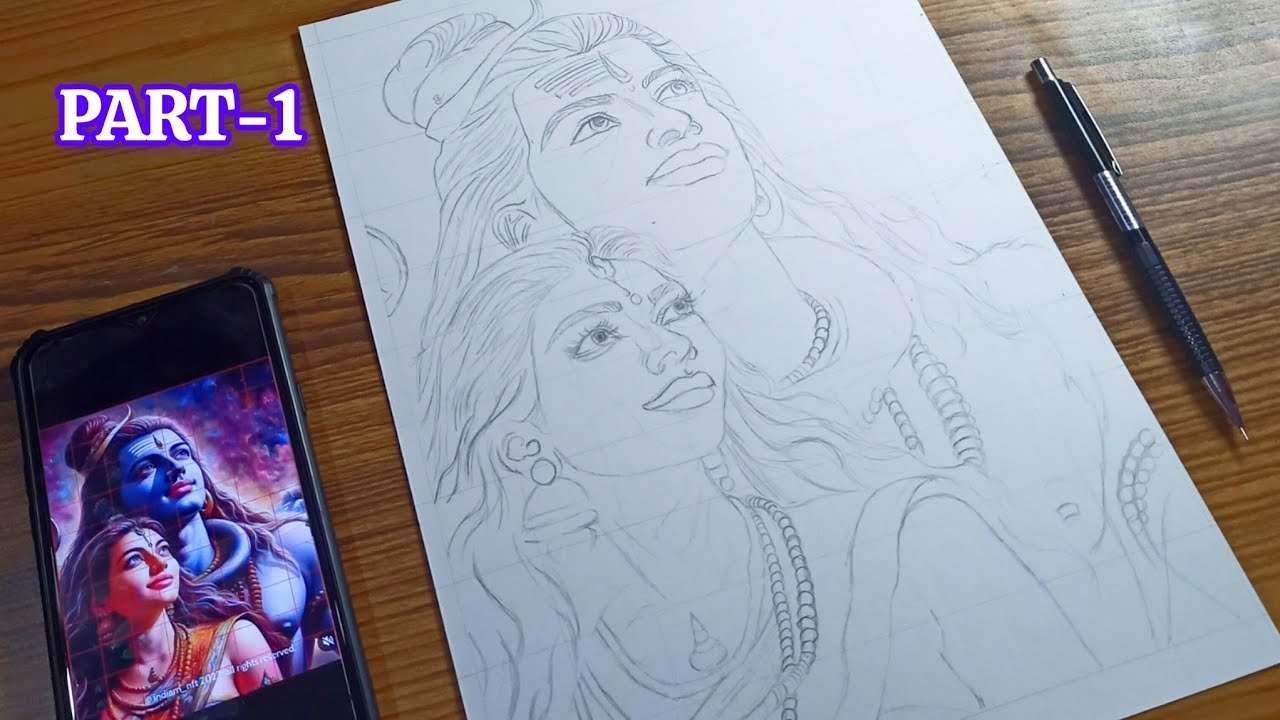 Drawing Shivji And Parvati Ji ( PART - 1 ) Tutorial Video | Step By ...
