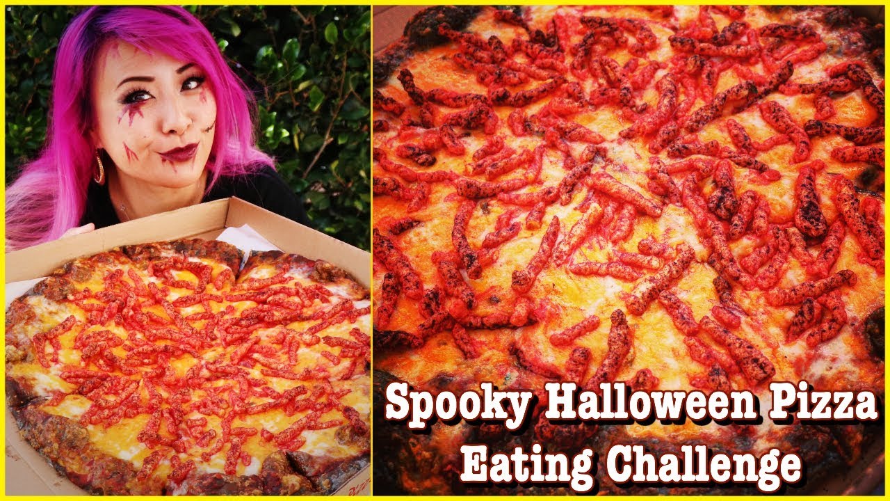 Spooky Halloween Creepy Pizza Eating Challenge | Mickey's Deli in ...