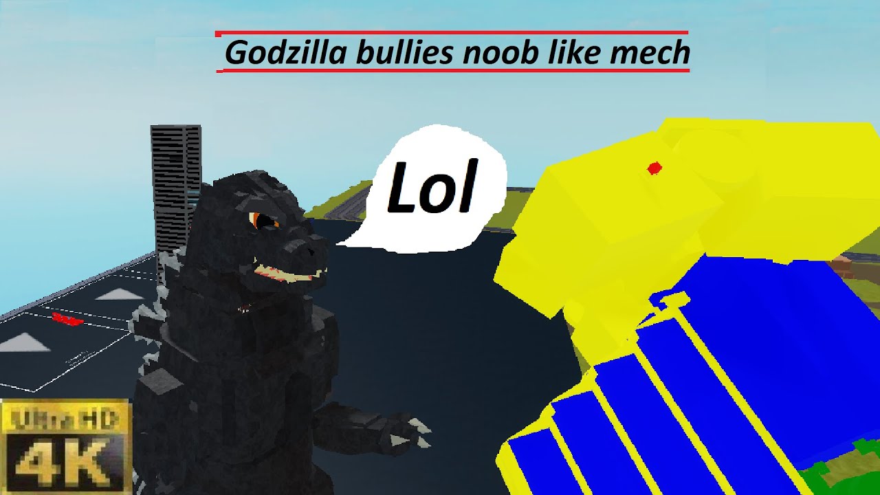 Godzilla vs Roblox noob mech - YouTube