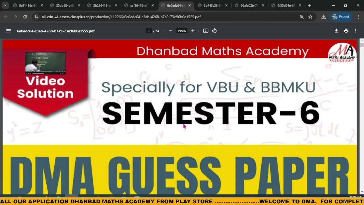 SEM-6 MOST IMPORTANT QUESTION MATHEMATICS FOR VBU & BBMKU - YouTube