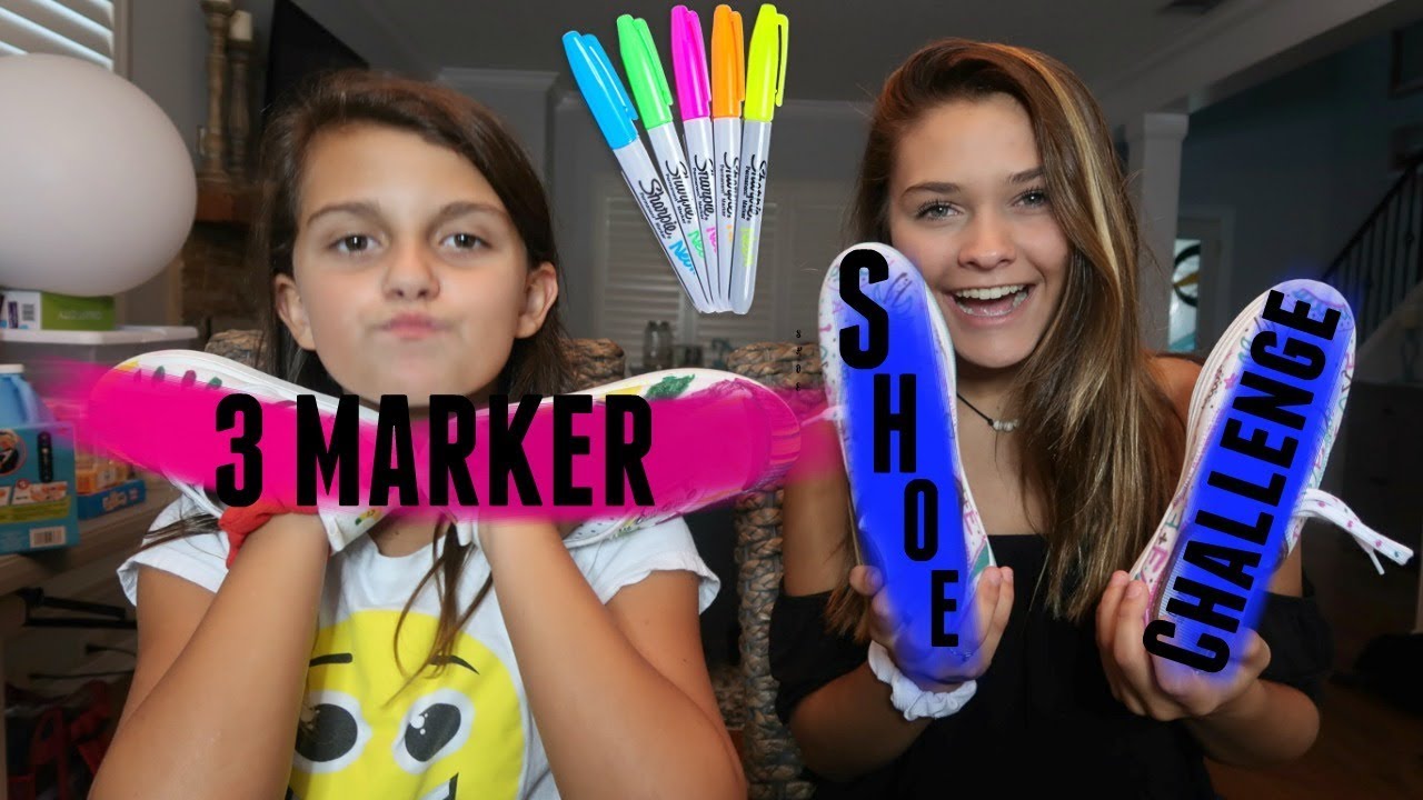 3 MARKER SHOE CHALLENGE! REALLY FUN DO IT YOURSELF! - YouTube