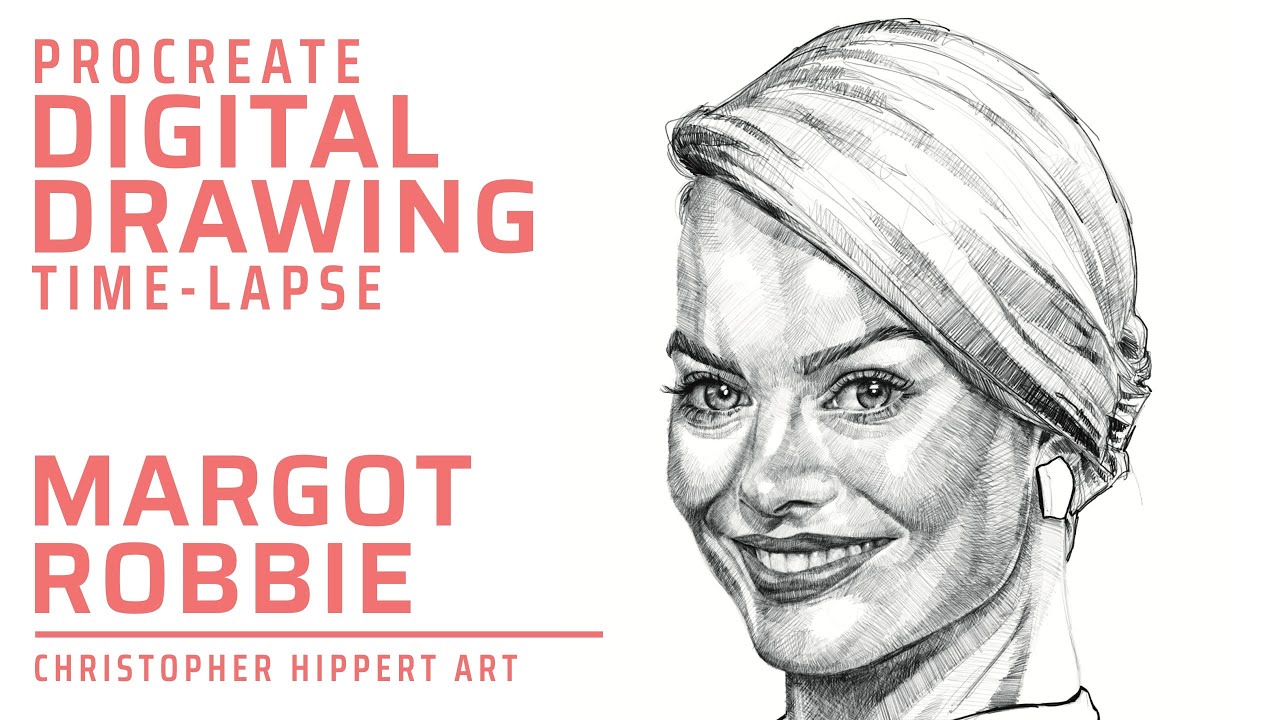 Drawing Margot Robbie | Time-Lapse Portrait Drawing of Margot Robbie ...