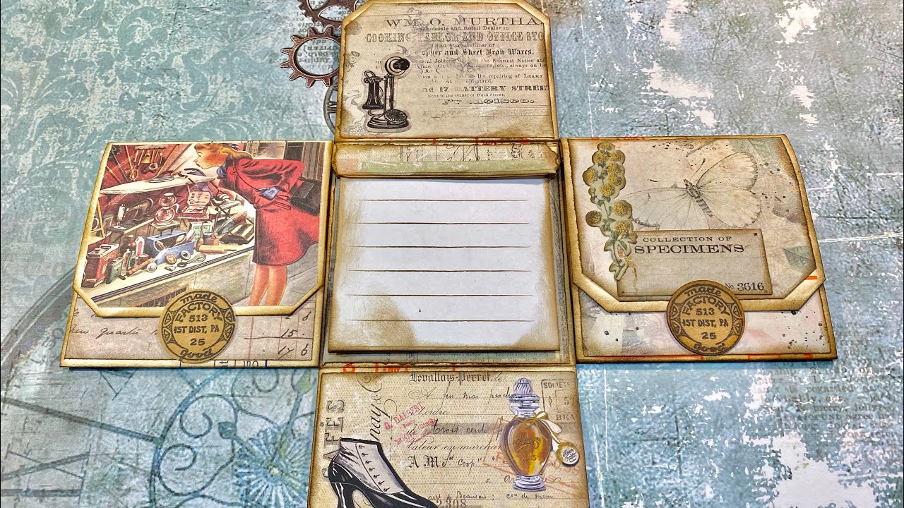 Craft With Me - Junk Journal Notepad - Time Card Project Part 3 - YouTube