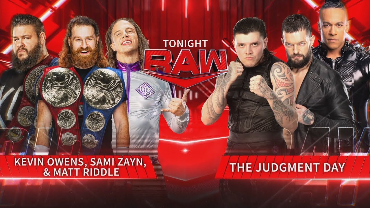 WWE Raw - Kevin Owens, Sami Zayn & Matt Riddle Vs The Judgement Day (6 ...