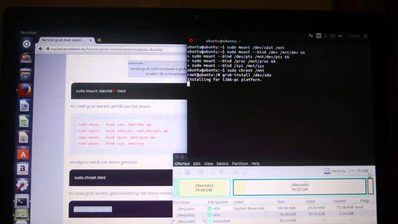 herstel grub menu ubuntu linux - YouTube