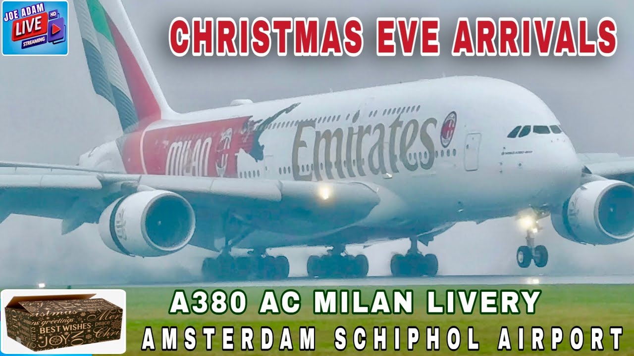 LIVE: SHOWERY CHRISTMAS Arrivals at Amsterdam Schiphol Airport + ATC ...