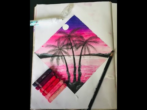 Palm Trees| Oil Pastel Art| Easy - YouTube
