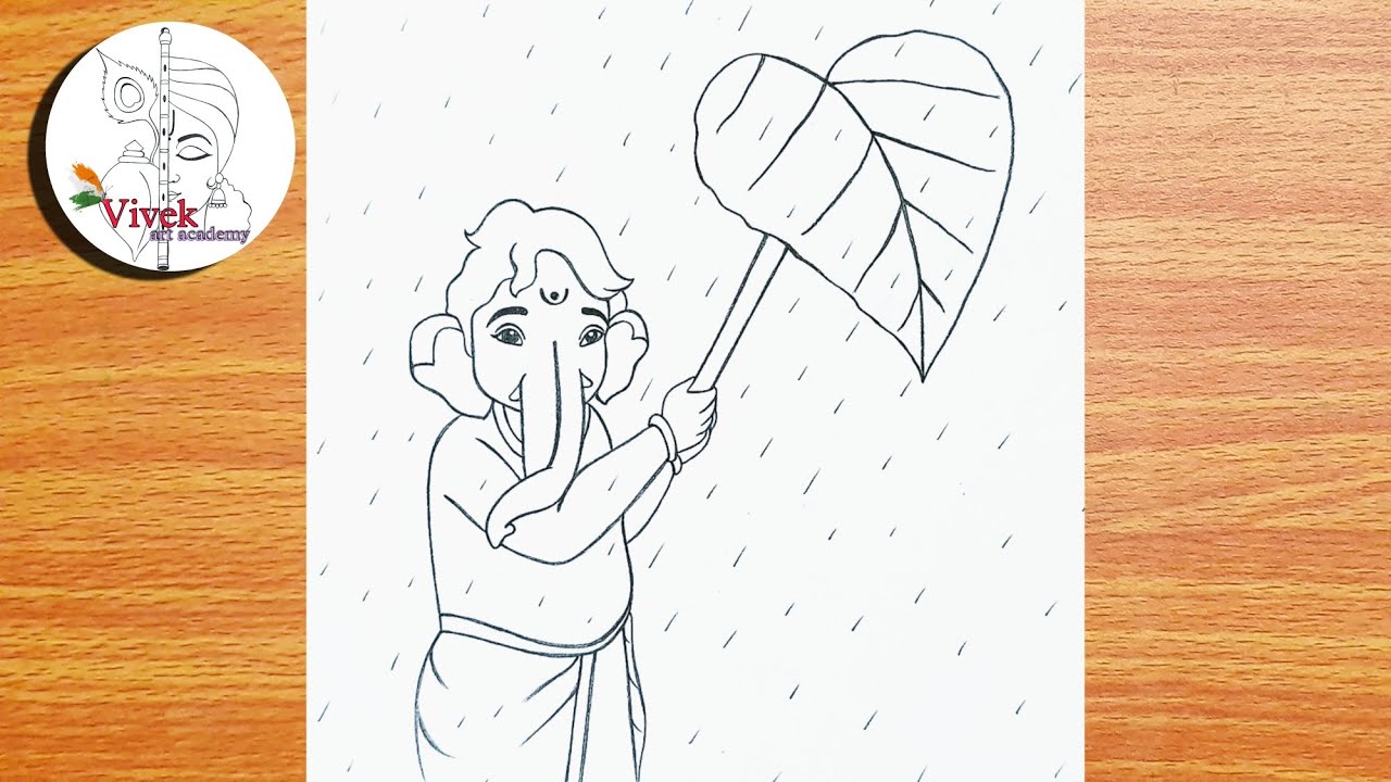 Ganpati Bappa in the Rain | Easy Ganpati Drawing for Beginners - YouTube