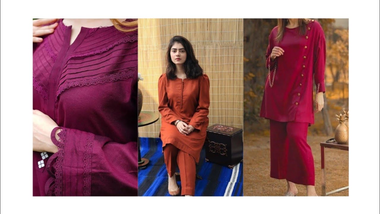 Latest plain Suit Design ideas||Plain Dress Designing||Plain shirt ...