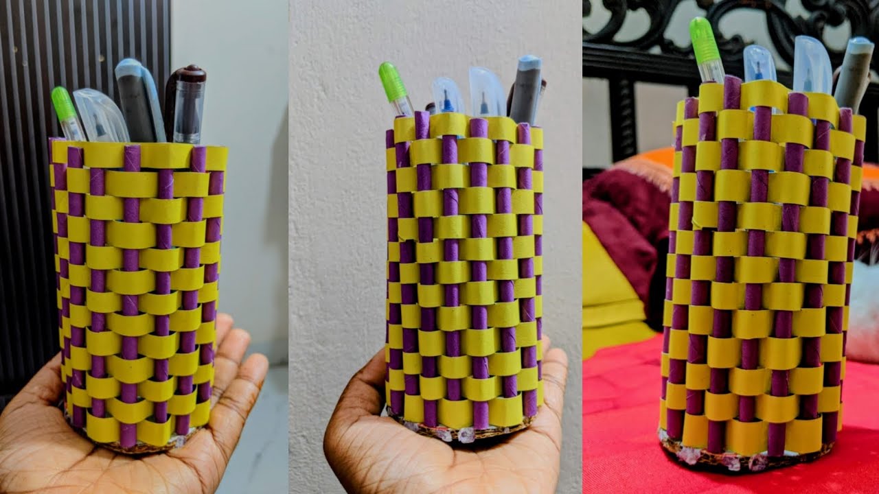 DIY-Paper Pen Holder|| How to Make A Pen Holder Using Paper|| Paper ...