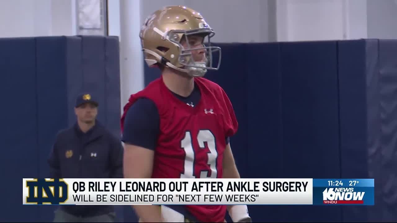 Notre Dame QB Riley Leonard out after ankle surgery - YouTube