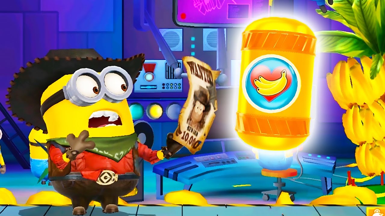 Cowboy Minion in Banana Day - Slide under 205 obstacles ! Minion rush ...