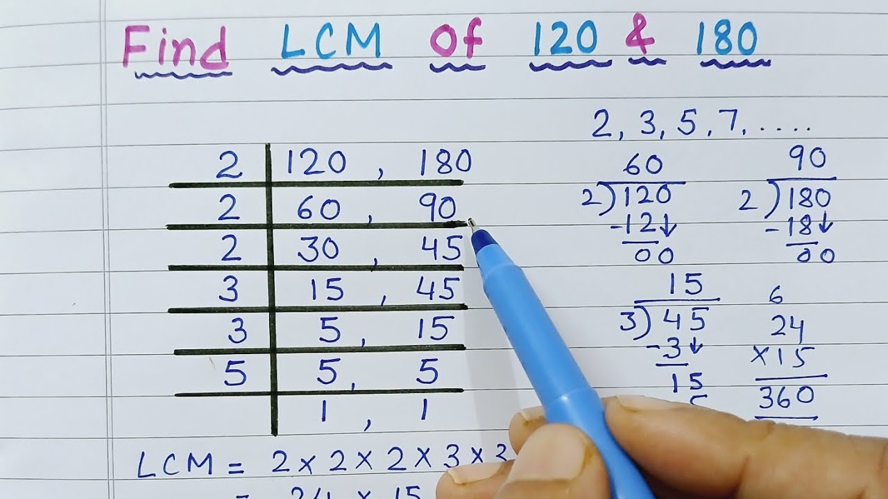 Find The LCM of 120 & 180 by Prime Factorisation || LCM kaise nikale ...