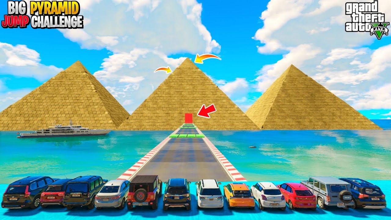 GTA 5 | Indian Cars Vs Impossible Big Pyramids Jump Challenge in GTA 5 ...