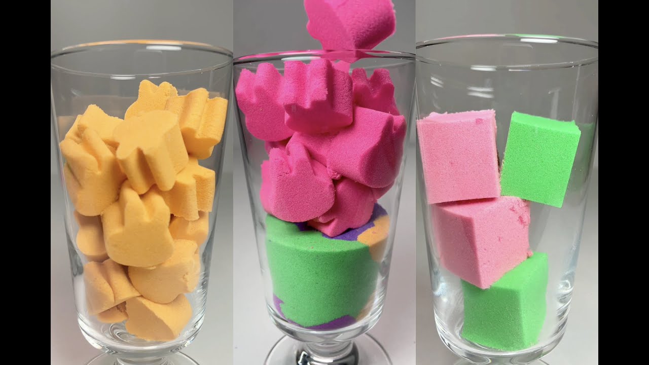 Very Satisfying and Relaxing Kinetic Sand, drop and squish - YouTube