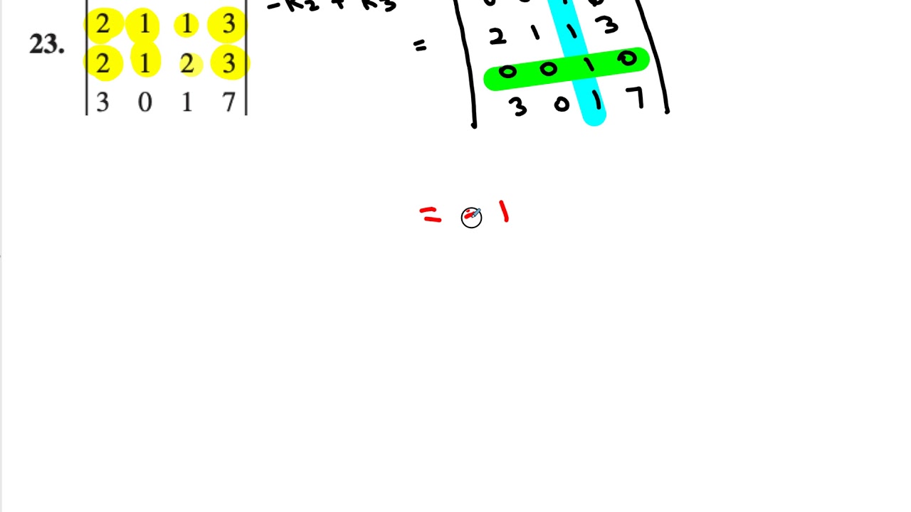 Pre Calculus determinant of 4 x 4 matrix - YouTube