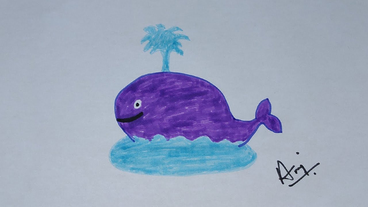 #shorts kids easy drawing/cartoon image/whale /blue whale drawing for ...