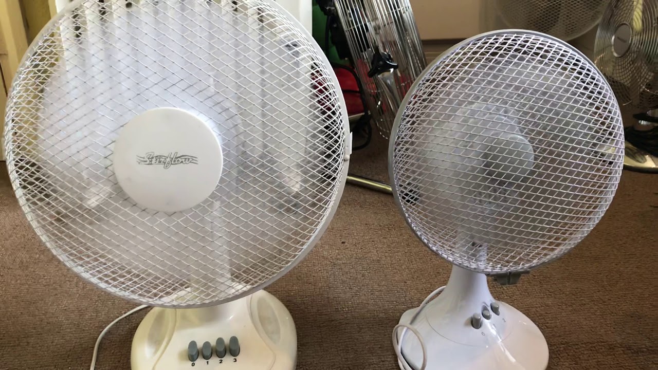 Stirflow 12 inch oscillating white desk fan VS Tesco 9 inch oscillating ...
