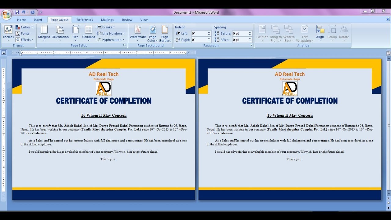 Latest Certificate Design in ms word 2018 | certificate Template ...