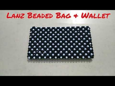 beaded wallet black and white design - YouTube