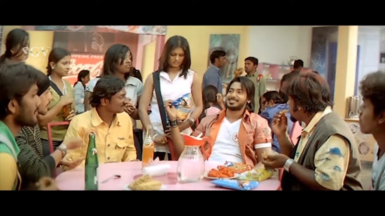 Prajwal Devaraj is Ragging Junior at College Canteen | Jeeva Kannada ...