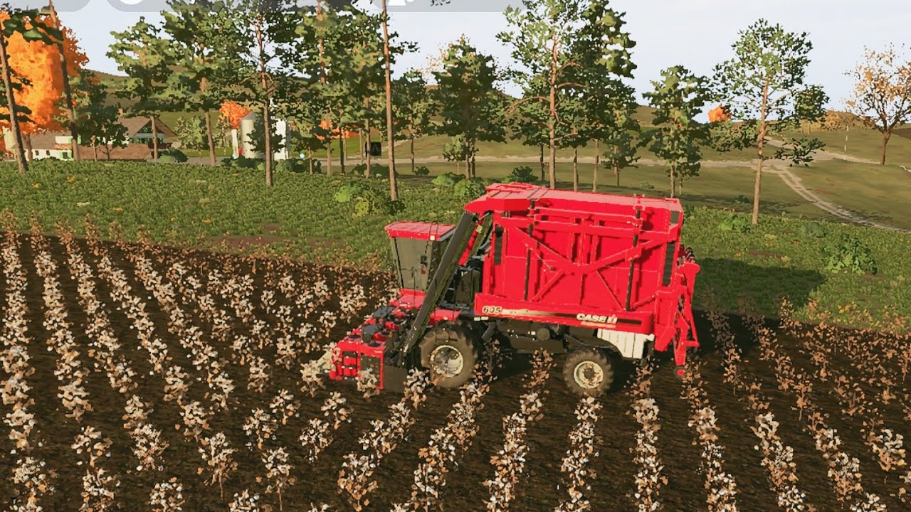 farming simulator cotton harvesting and potato cultivating - YouTube