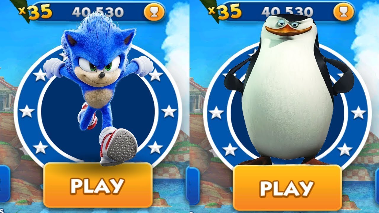 Sonic Dash vs Penguins of Madagascar Run - Movie Sonic vs All Bosses ...