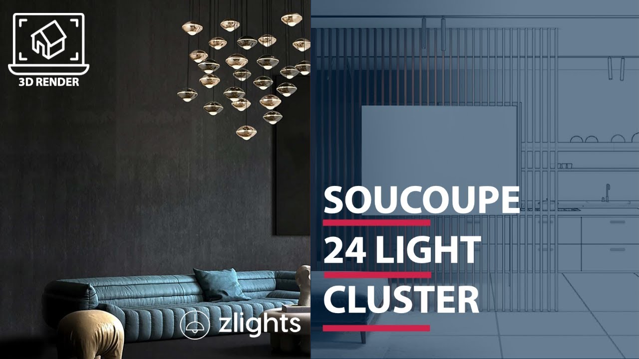 Soucoupe 24 Light Cluster | Bespoke Lighting Design | 3D Visualisation | Australia - YouTube